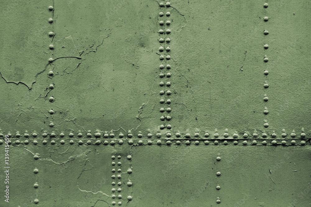 Old military green metal sheets with rivet Stock Photo | Adobe Stock