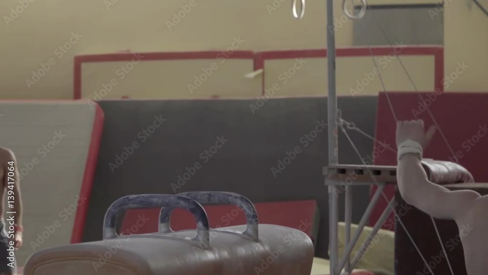 Gymnast doing routine exercises on pommel horse HD video. Olympics ...