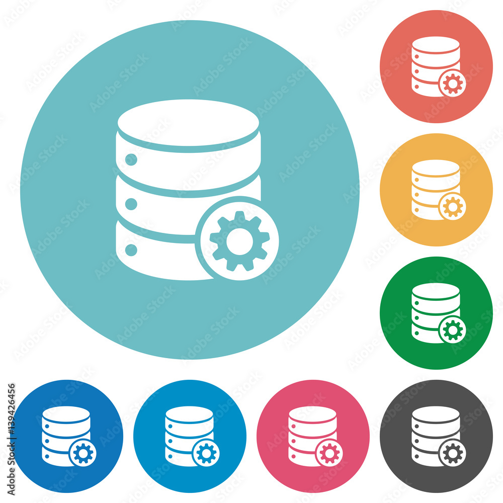 Database settings flat round icons Stock Vector | Adobe Stock