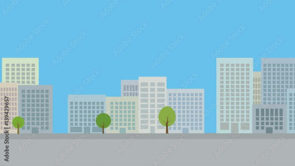 Modern city background. Animated urban backdrop with flat design. Stock ...