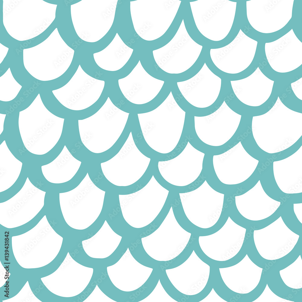 Seamless pattern with curve imitation mermaid scales, in marine style ...
