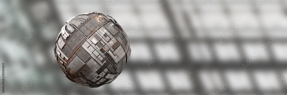 hovering science fiction style tech sphere background banner Stock ...