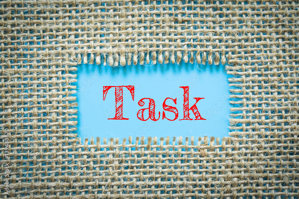 Text Task on paper blue has Cotton yarn background you can apply to ...