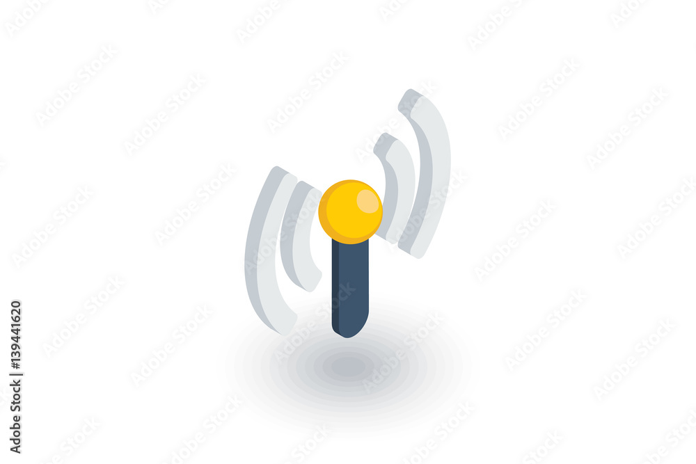 access point, wi-fi signal, antenna isometric flat icon. 3d vector ...