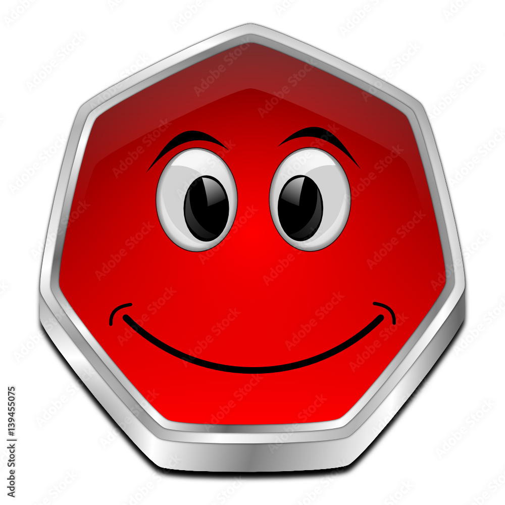 Button with smiling face - 3D illustration Stock Vector | Adobe Stock