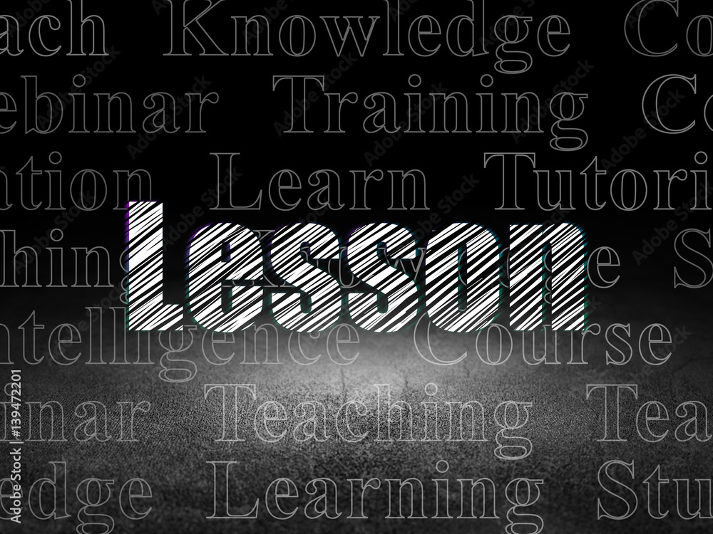 Learning concept: Lesson in grunge dark room Stock Illustration | Adobe ...