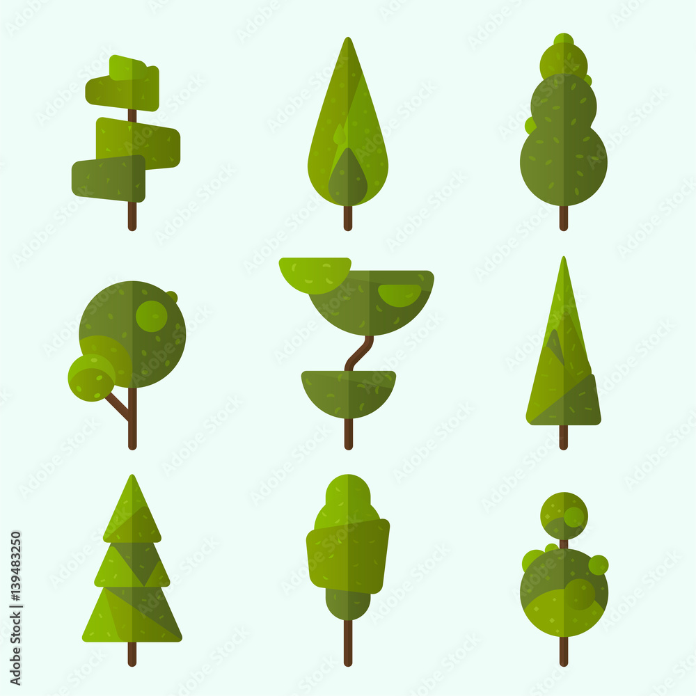 Collection of trees Stock Vector | Adobe Stock