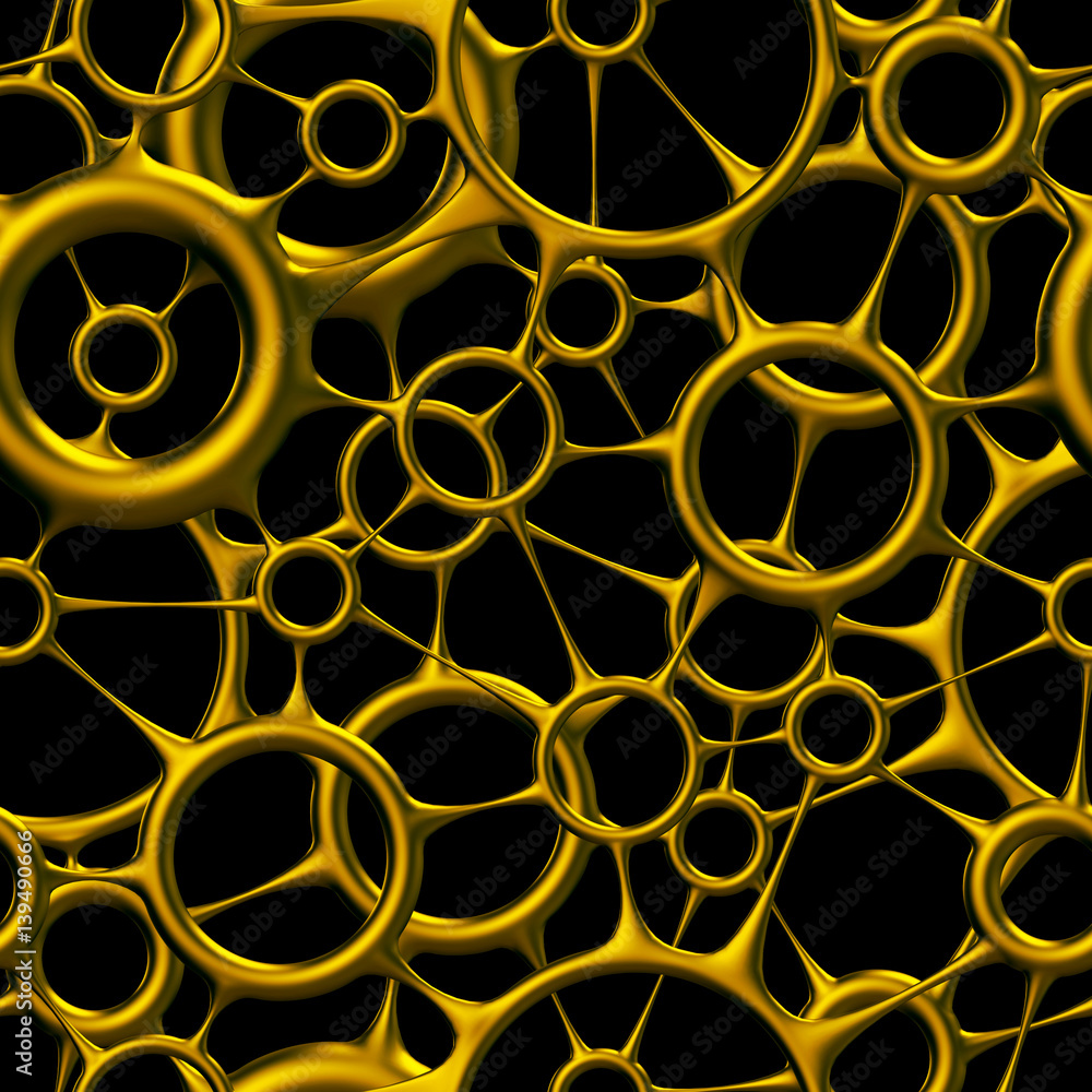 seamless dark golden net structure background on black background ...
