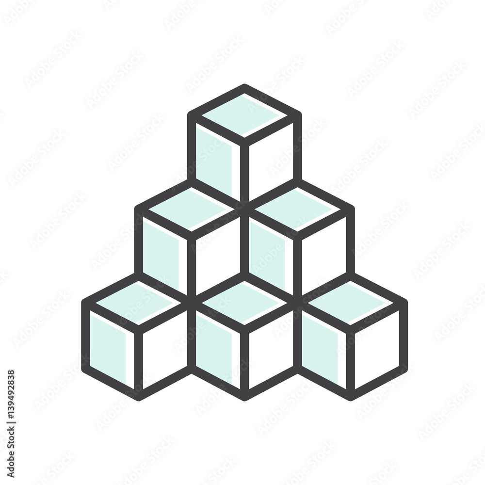Vector Icon Style Illustration of 3D Low poly Model of Cube Figure ...