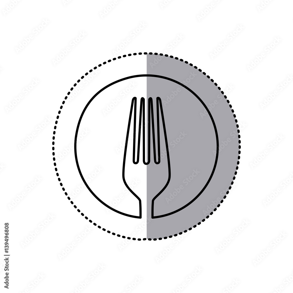 sticker with sketch of fork in circle vector illustration Stock Vector ...