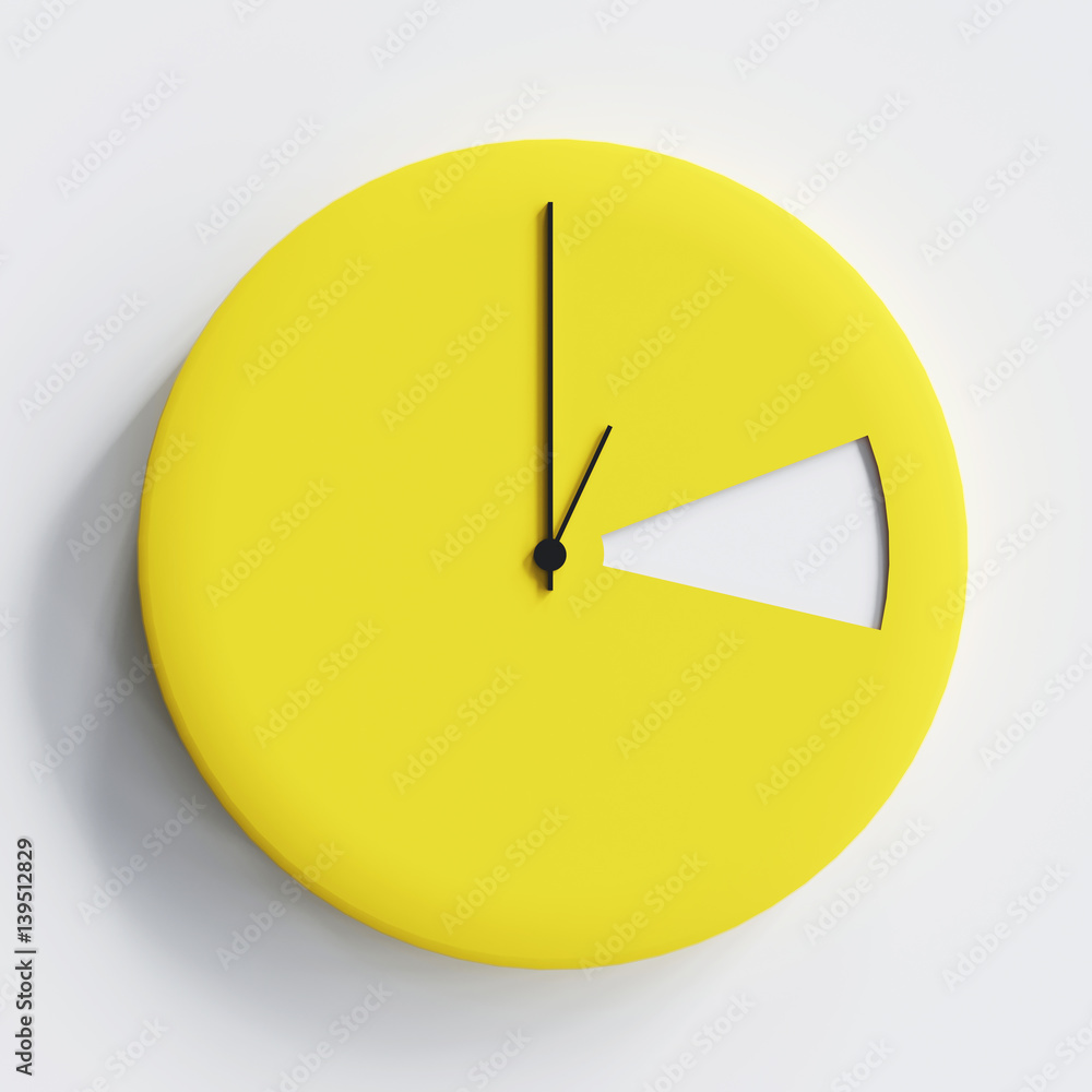 Yellow clock 1.00pm on background for copy space. minimal concept ...