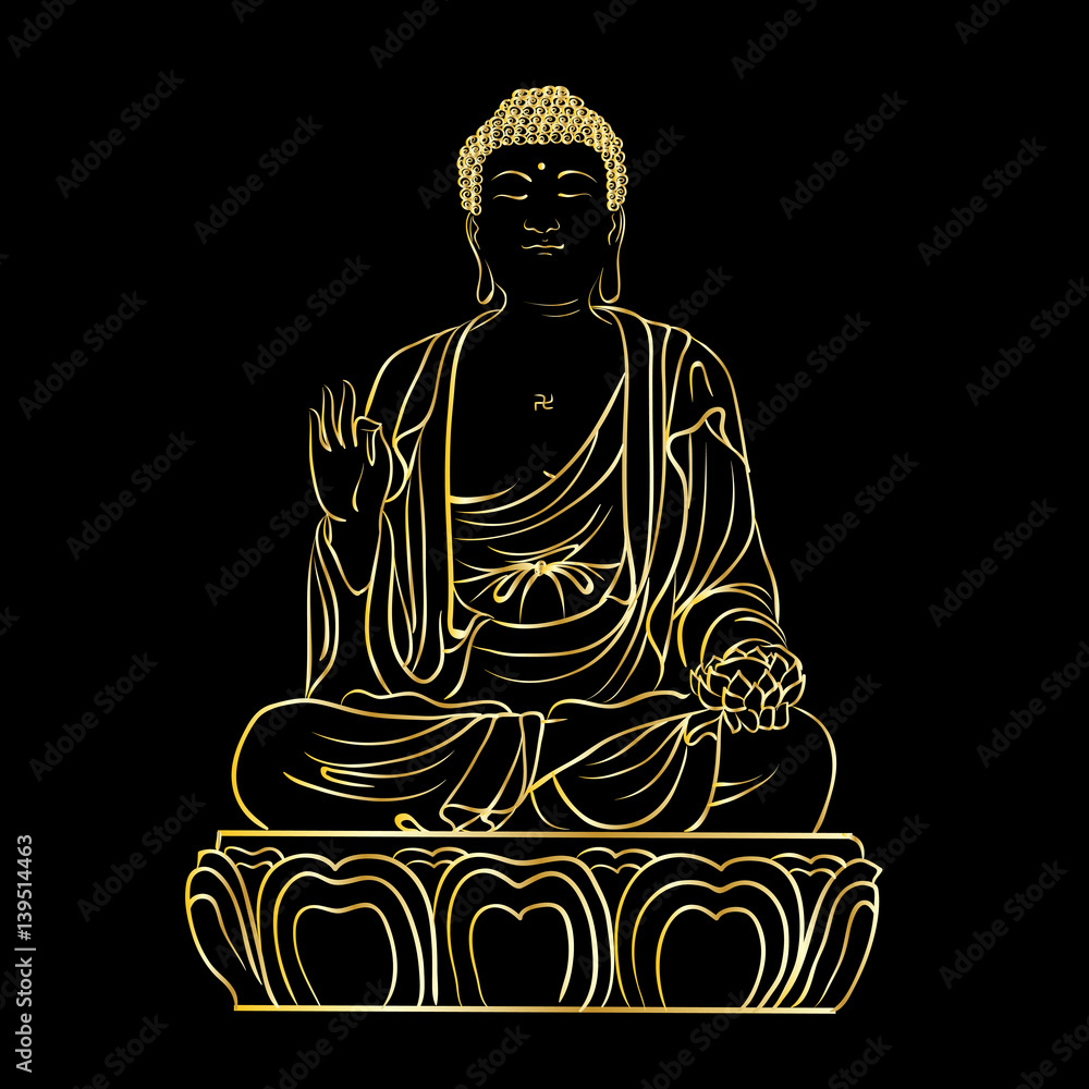 Drawing of a Buddha statue Stock Vector | Adobe Stock