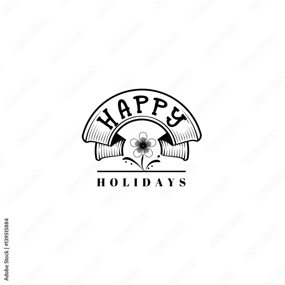 Typographic badges - Happy Holidays. On the basis of script fonts ...