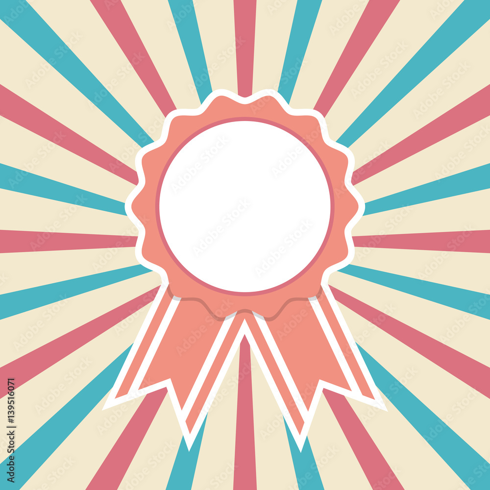 Award ribbon on retro starburst background, vector illustration Stock ...