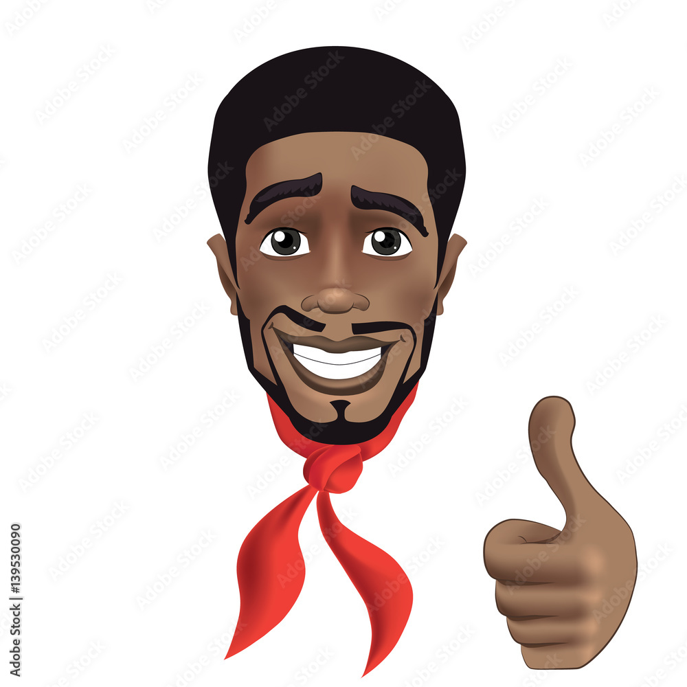 African men smiling. Black guy face avatar with smile and thumb up ...