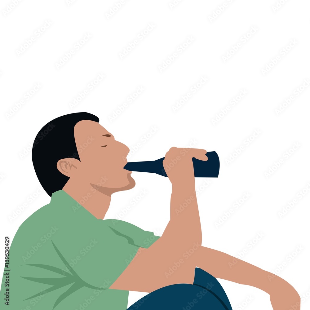 Cartoon Drinking Water Man. Vector Stock Vector | Adobe Stock