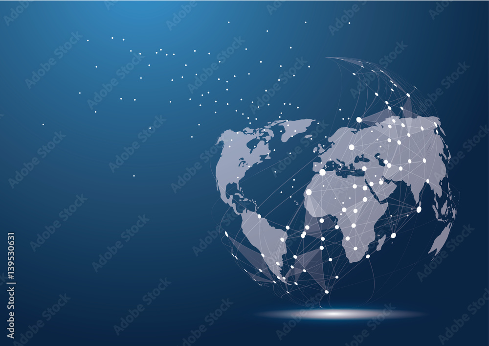 World map point, line, composition, representing the global, Global ...