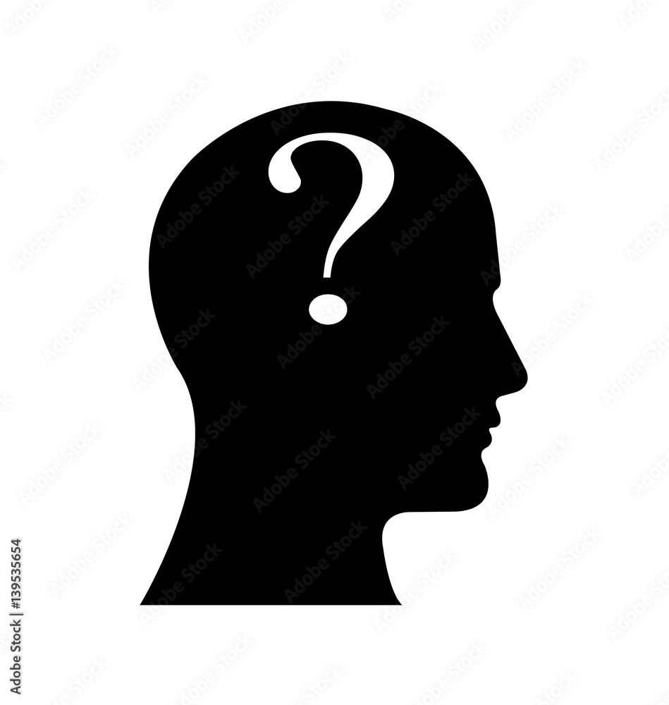 Question Mark, icon business with male face Stock Vector | Adobe Stock
