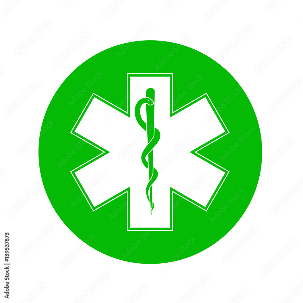 Icono plano simbolo medicina en circulo verde Stock Vector | Adobe Stock