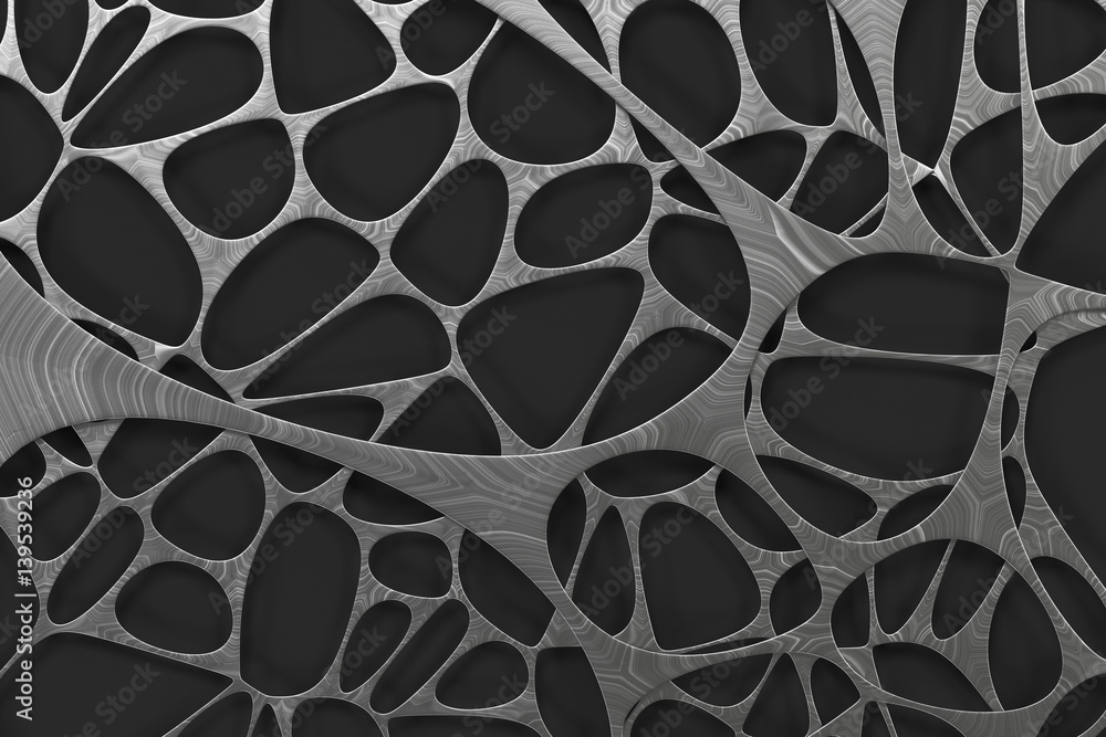 Brushed metal voronoi organic structure on black background Stock ...