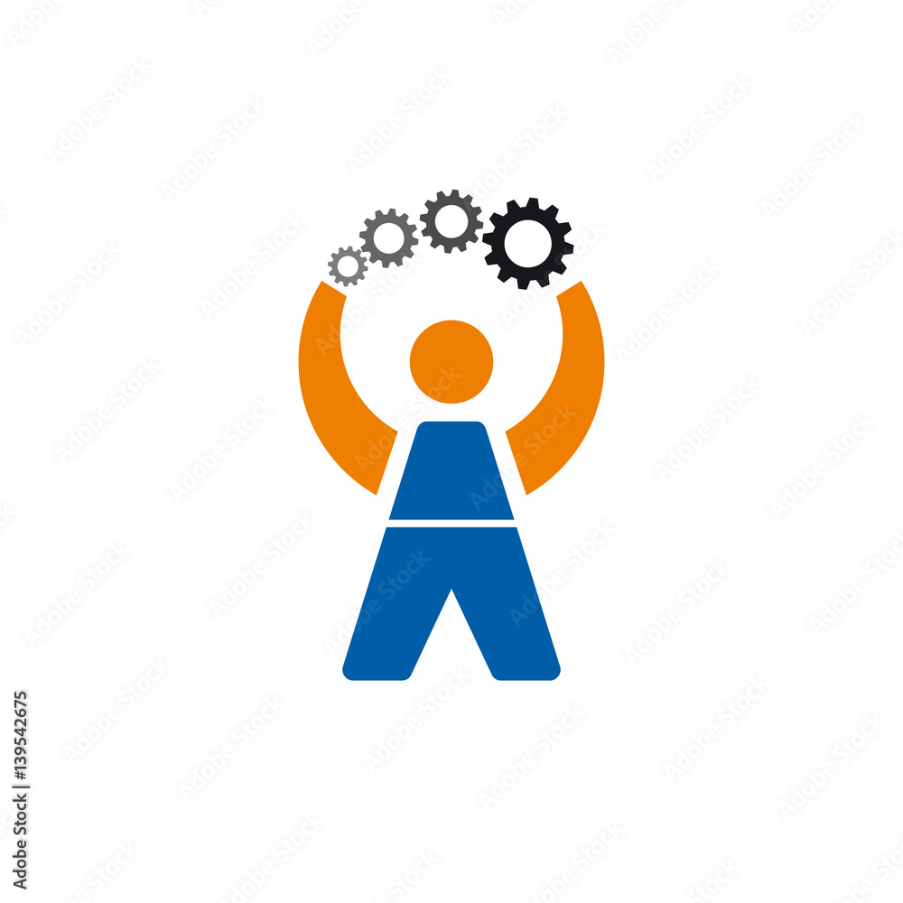 Vector sign toolmaker with gears. Ability and skill concept. Abstract ...