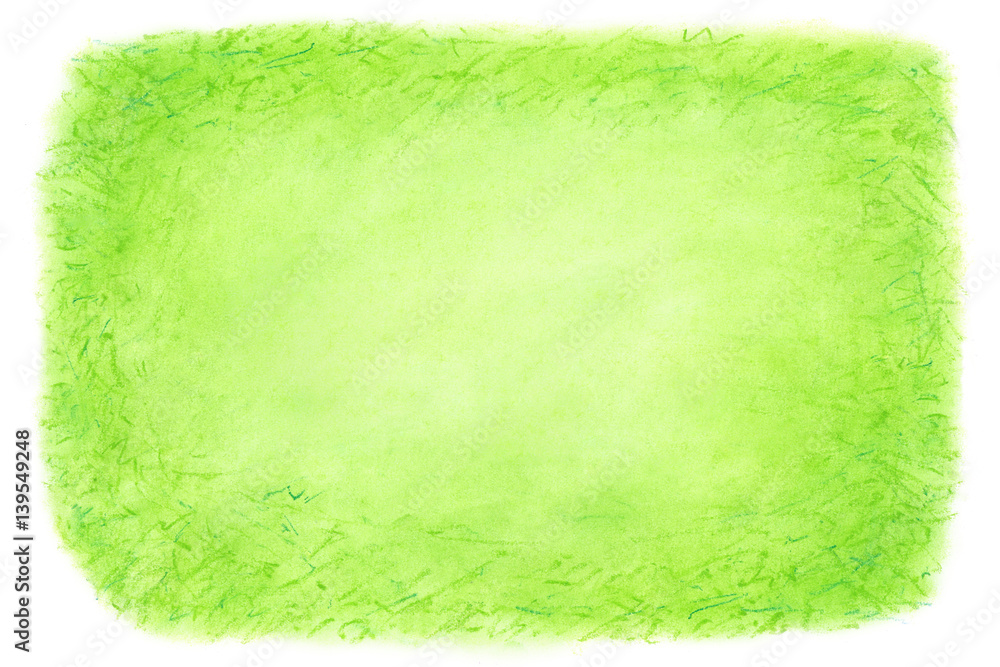 Green abstract hand drawn background. Pastel crayon hand painted ...
