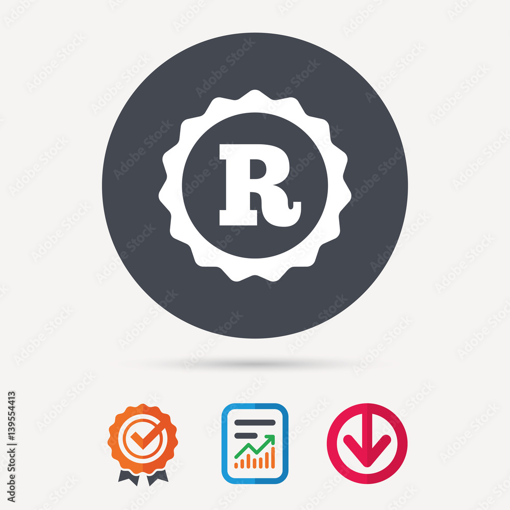 Registered trademark icon. Intellectual work protection symbol. Report ...