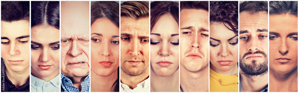 Group of sad people men and women Stock Photo | Adobe Stock