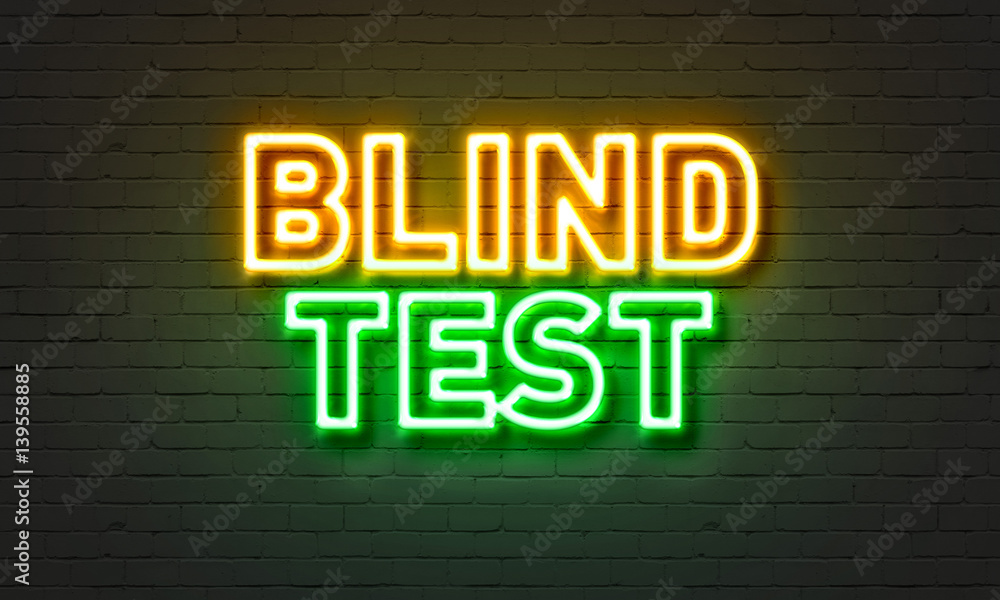 Blind test neon sign on brick wall background. Stock Illustration ...