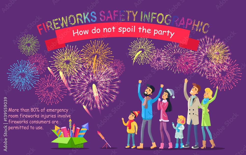 Fireworks Safety Infographic. People Look at Sky Stock Vector | Adobe Stock