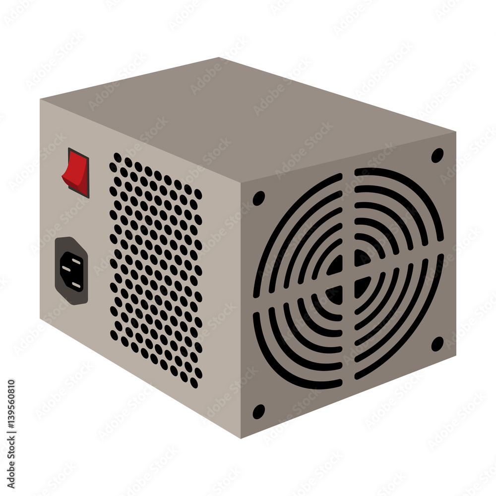 Power supply unit icon in cartoon style isolated on white background ...