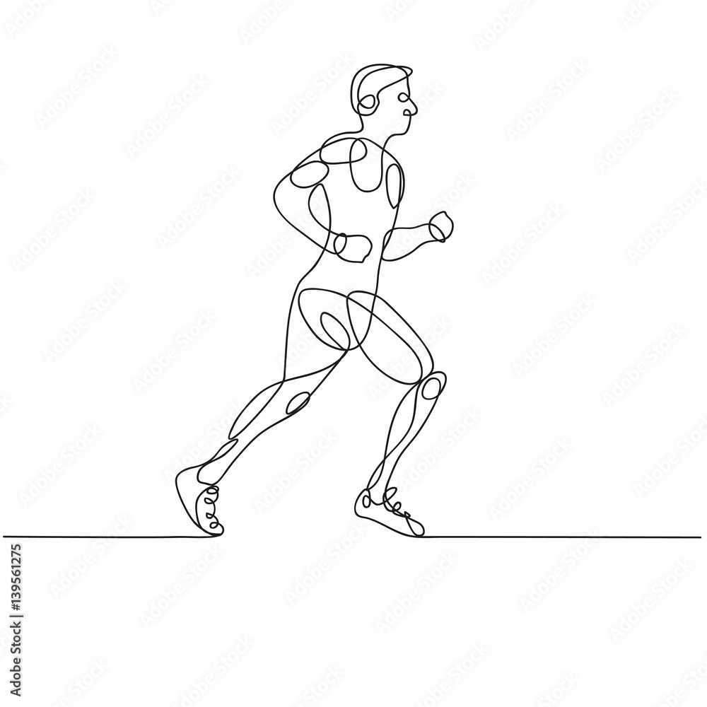 Continuous line drawing of RUNNER -variable line- Stock Vector | Adobe ...