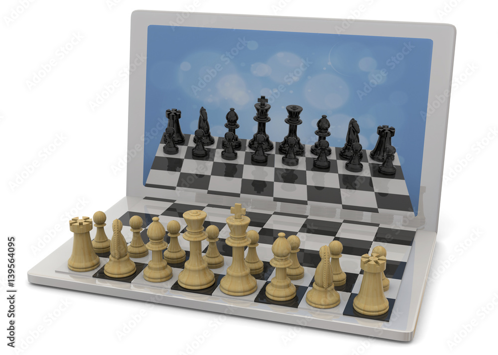Playing Chess against the Computer - 3D Stock Illustration | Adobe Stock
