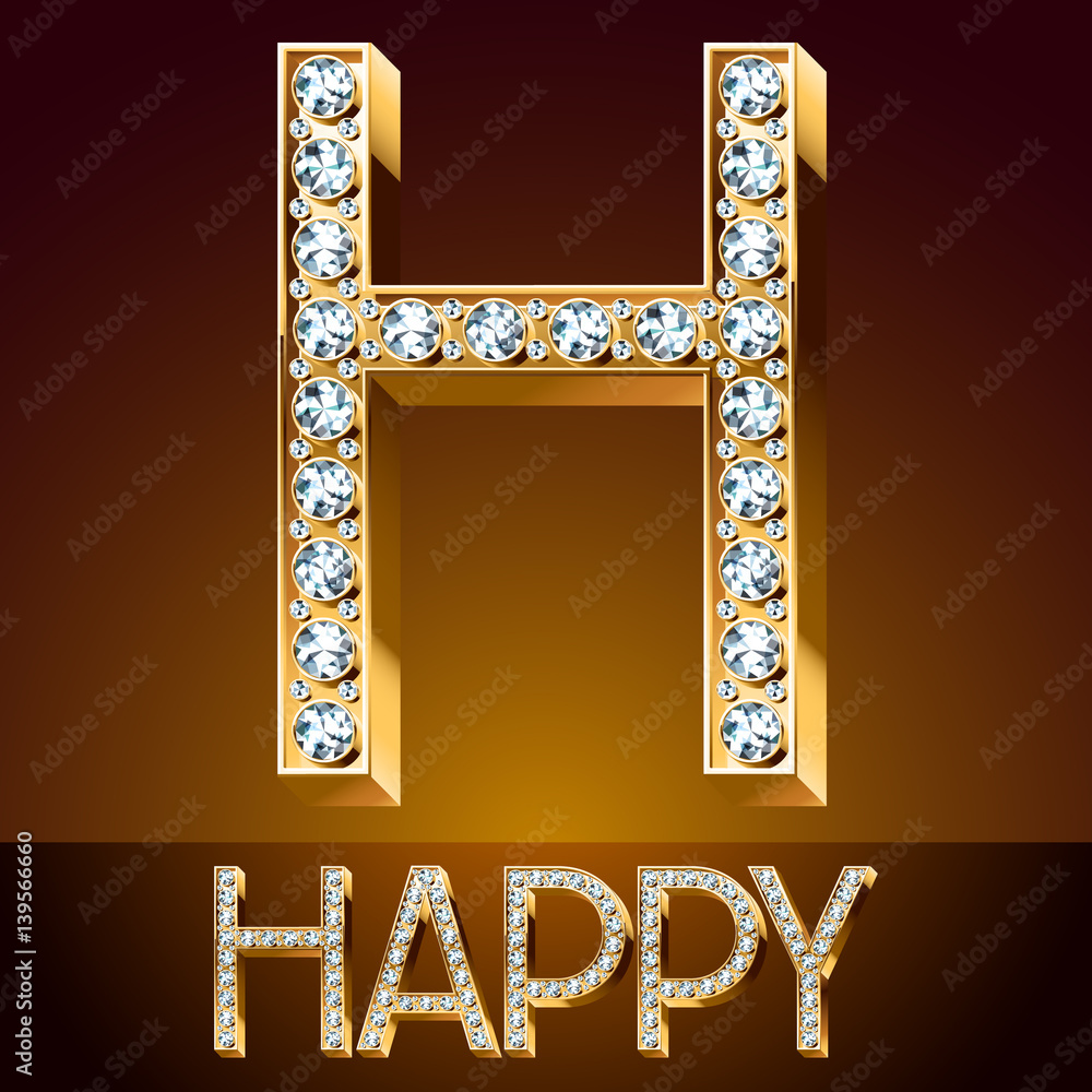 Vector chic font luxury brilliant. Gold letter H Stock Vector | Adobe Stock