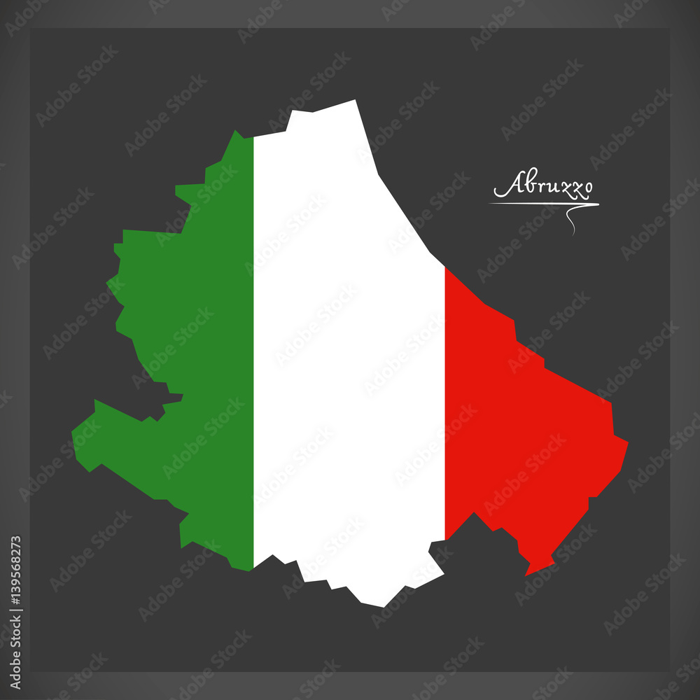 Abruzzo map with Italian national flag illustration Stock Vector ...
