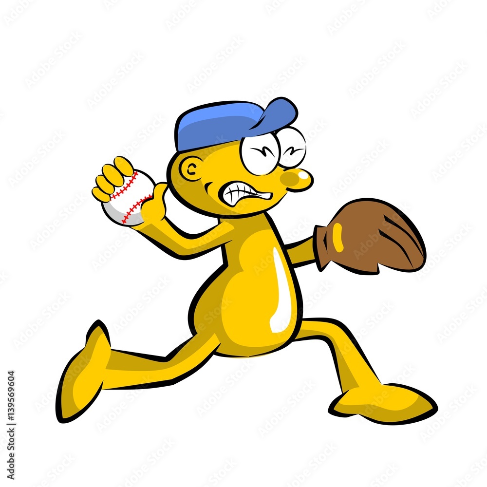 Funny baseball pitcher Stock Vector | Adobe Stock