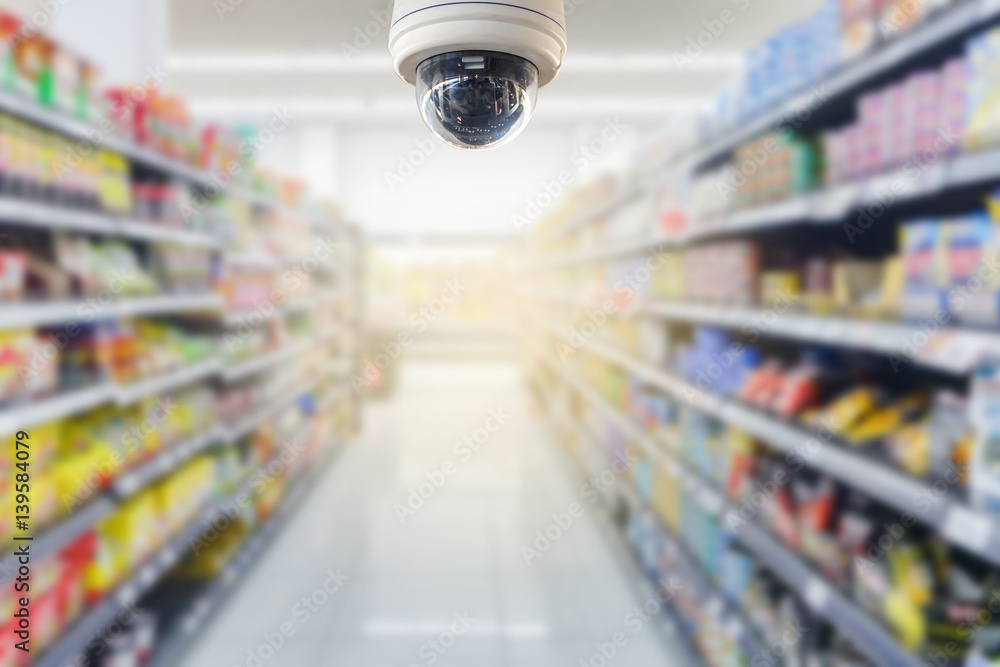 The CCTV Security Camera operating in counter service cashier at ...
