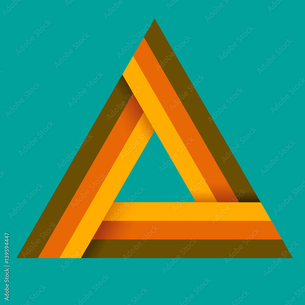Triangle logo isometric, infinity sharp corner geometric shape illusion ...