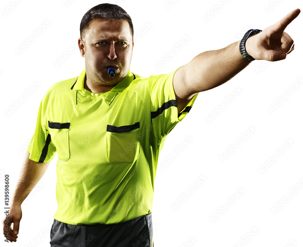 Professional soccer referee isolated on white background Stock Photo ...