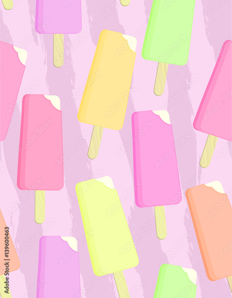 Vector pattern. Pink melting ice cream on striped background. Summer ...