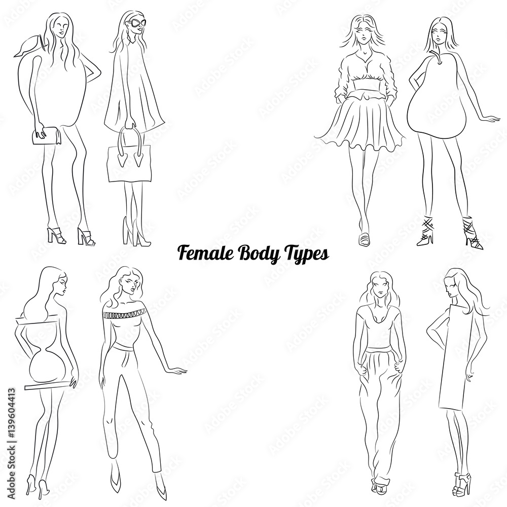 Female Body Types and Body Shapes Stock Vector | Adobe Stock