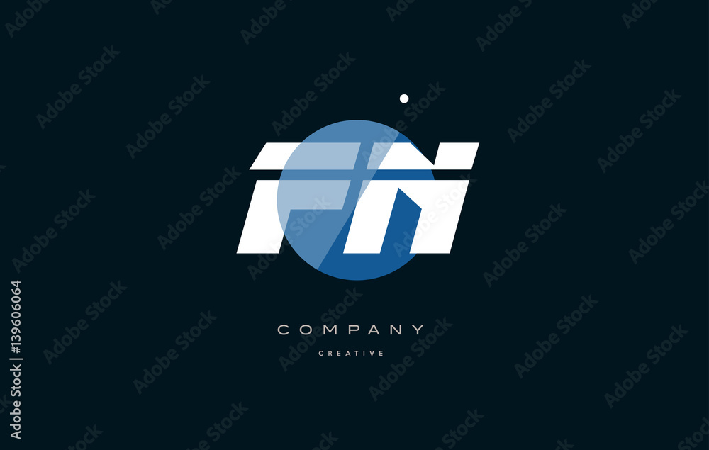 fn f n blue white circle big font alphabet company letter logo Stock ...