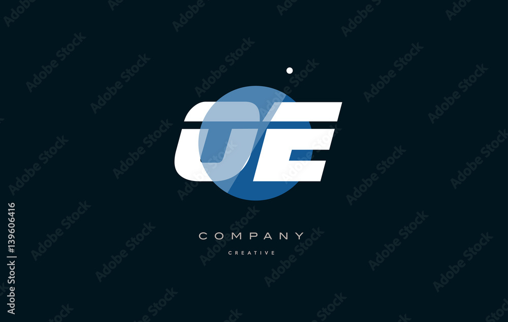 oe o e blue white circle big font alphabet company letter logo Stock ...