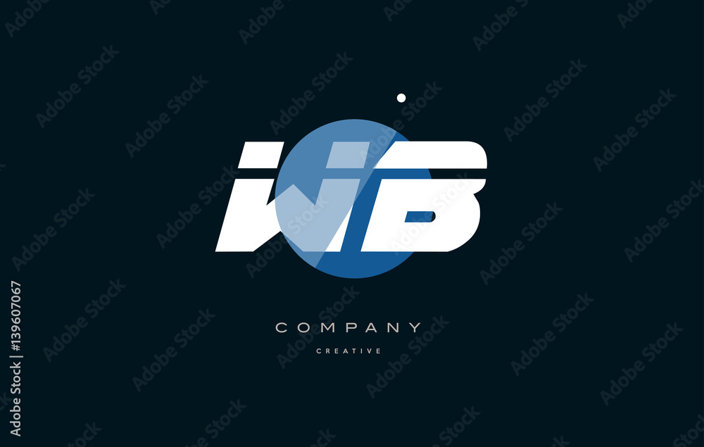wb w b blue white circle big font alphabet company letter logo Stock ...