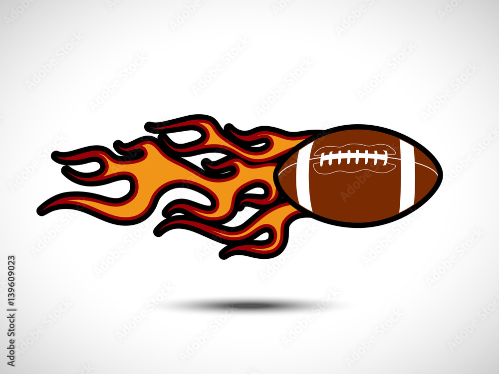 Graffiti style American football on Fire Logo. Fireball icon Vector ...