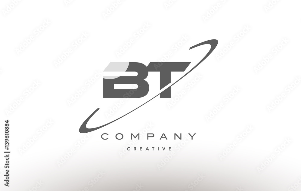 bt b t swoosh grey alphabet letter logo Stock Vector | Adobe Stock