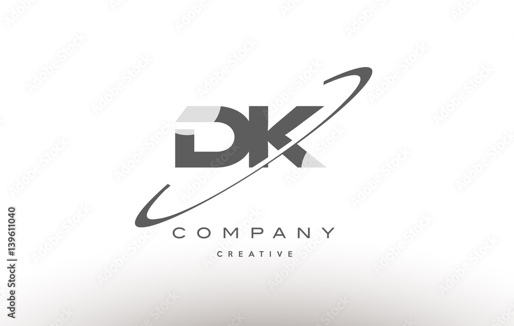 dk d k swoosh grey alphabet letter logo Stock Vector | Adobe Stock