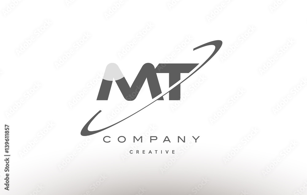 mt m t swoosh grey alphabet letter logo Stock Vector | Adobe Stock