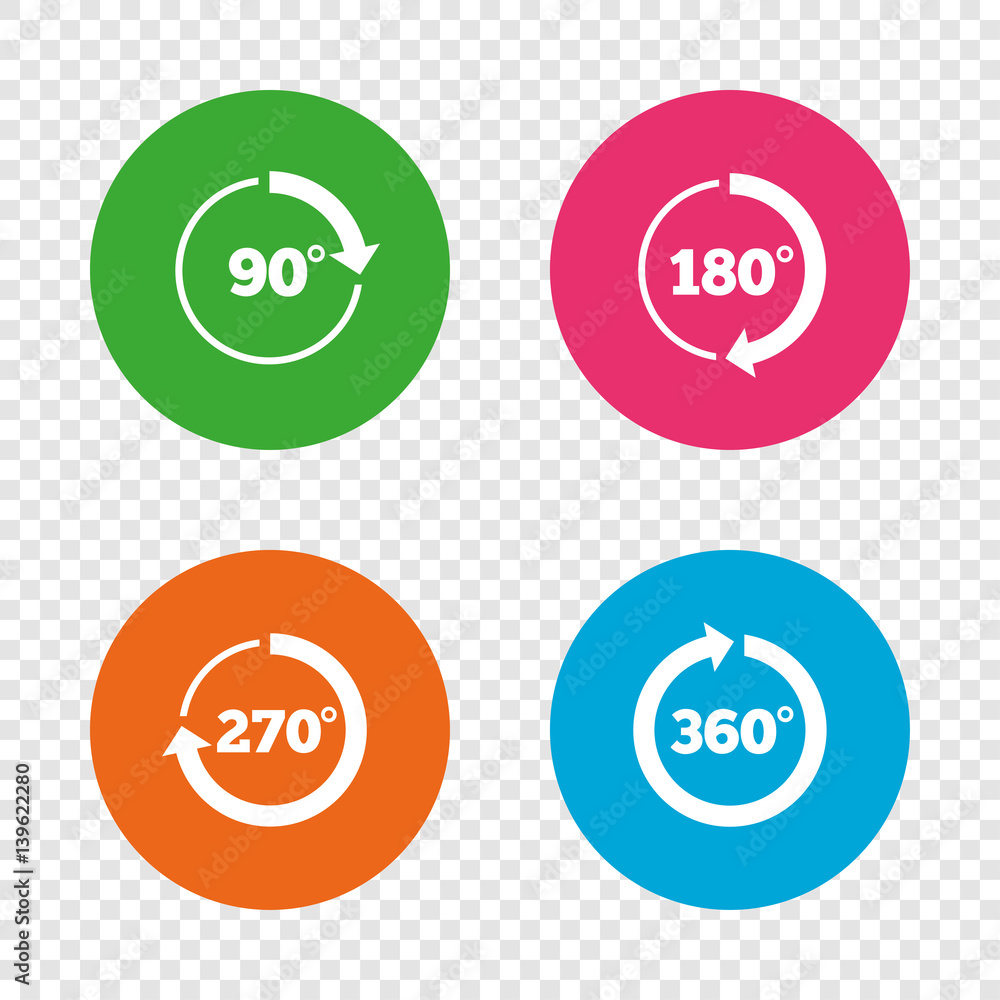 Angle degrees circle icons. Geometry math signs. Stock Vector | Adobe Stock