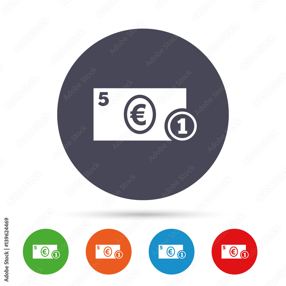 Cash sign icon. Euro Money symbol. Coin. Stock Vector | Adobe Stock